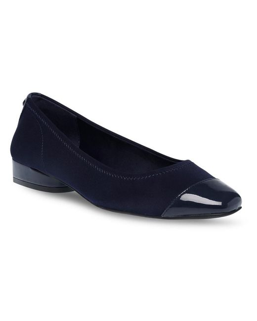 Anne Klein Carlie Patent Square Toe Flat Shoes in Blue | Lyst