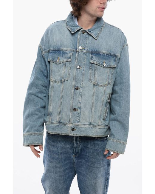 Balmain Denim Unstitched Jacket With Back Logo in Blue for Men | Lyst