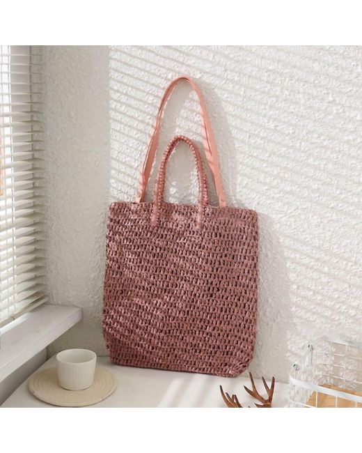 Judson & Company Blush Woven Square Straw Tote Bag With Two Straps in ...