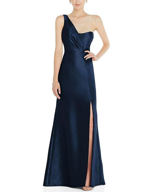 The Dessy Group Off-The-Shoulder Satin Trumpet Gown in Blue | Lyst