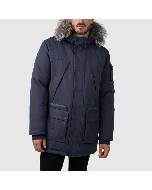 Pajar Samson Parka With Detachable Hood And Fur Trim in Blue for Men | Lyst