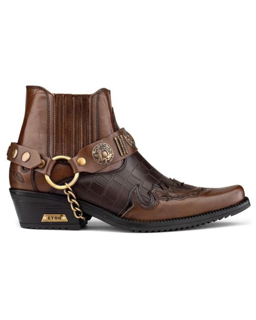 Infinity Leather Leather Two-Tone Winklepicker Biker Boots in Brown for ...