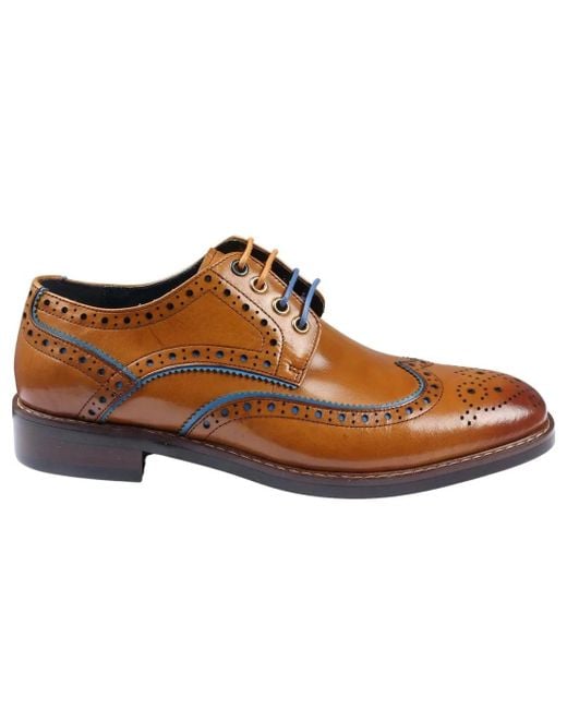 Justin Reess Simon Brogue Leather Shoes in Brown for Men | Lyst