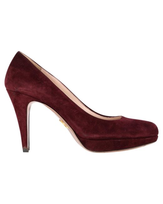 Prada Platform Heel Pumps in Red | Lyst