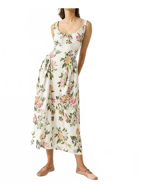 Taft Clothing Shisha Linen Floral Maxi Dress in Metallic | Lyst