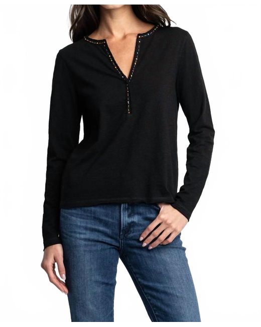 Lisa Todd Stitch Henley Xo Tee in Black | Lyst