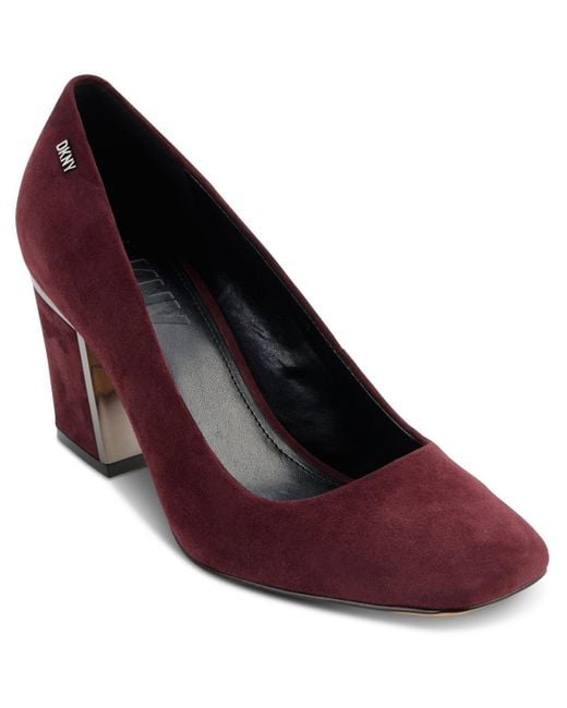 DKNY Celsa Metallic Suede Pumps in Red | Lyst