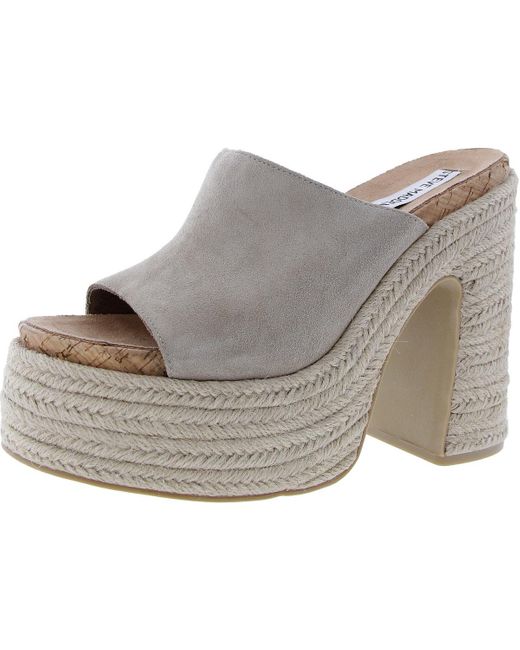 Steve Madden Becca Textured Suede Platform Sandals in Gray | Lyst