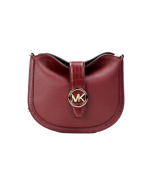 Michael Kors Gabby Leather Foldover Hobo Crossbody Bag in Red | Lyst