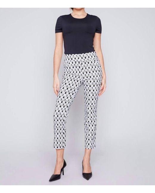 Charlie b Checker Print Capri Pants in Blue | Lyst