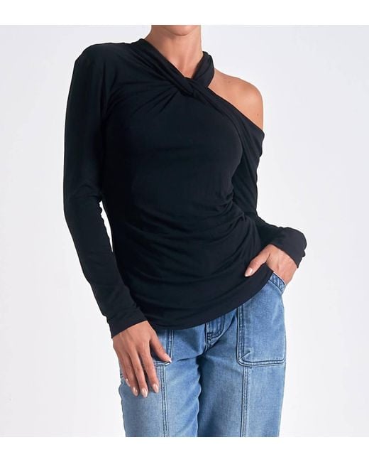 Elan Long Sleeve Off Shoulder Top in Blue | Lyst