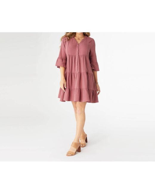 Coco + Carmen Lilith Elbow Sleeve Gauze Dress in Red | Lyst