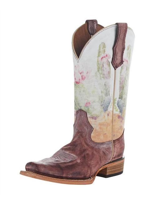 Circle Desert Stamp Square Toe Boot in Brown | Lyst