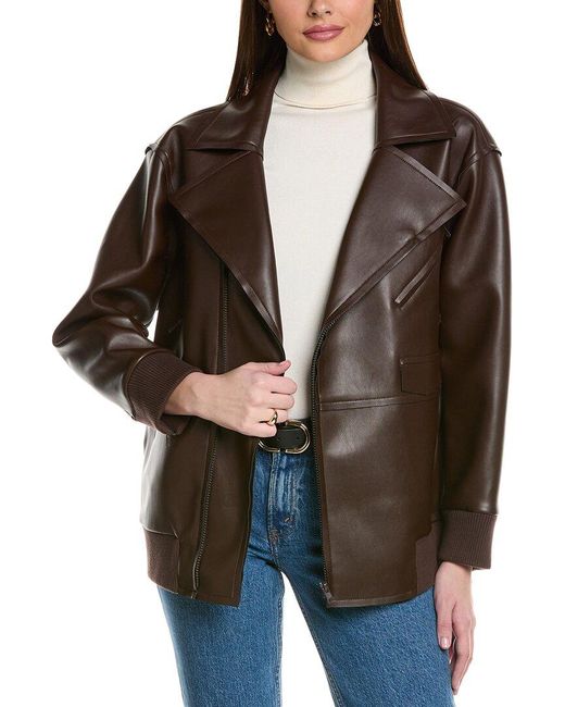 Kenneth Cole Oversized Moto Jacket in Brown | Lyst