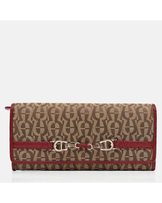 Aigner Signature Canvas And Patent Leather Flap Continental Wallet in ...
