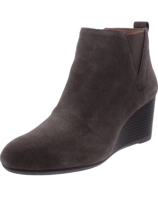 Vionic Paloma Suede Ankle Booties in Black | Lyst