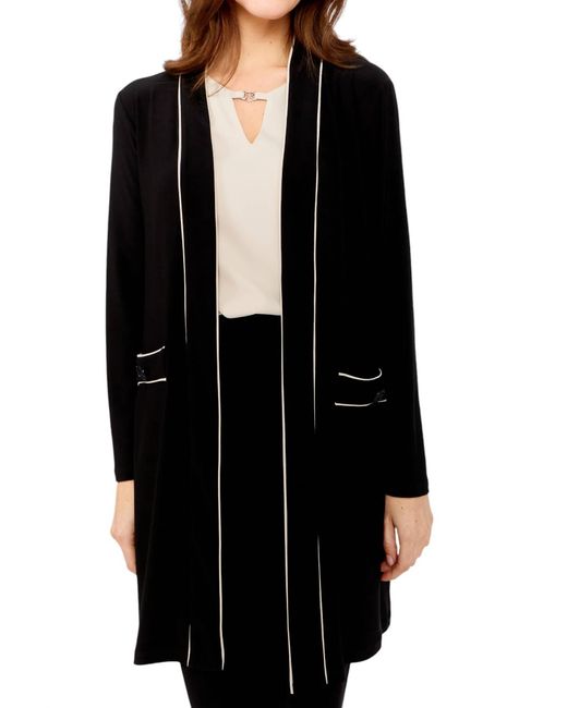 FRANK LYMAN Relaxed Fit Open Front Duster in Black | Lyst