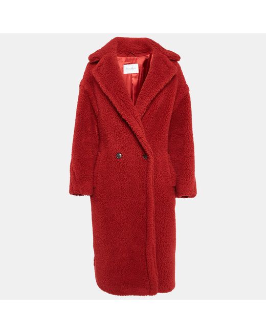 Max Mara Teddy Bear Double Breasted Coat M in Red | Lyst