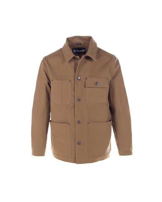 Schott Nyc Cotton Canvas Chore Jacket in Brown for Men | Lyst