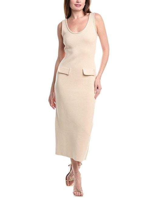 Endless Rose Braided Knit Midi Dress in Natural | Lyst