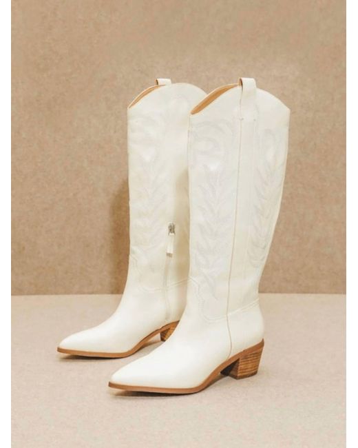 Let'S See Style Stitched Cowgirl Boots in Natural | Lyst