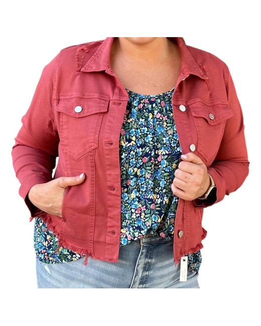 Risen Washed Jacket in Red | Lyst