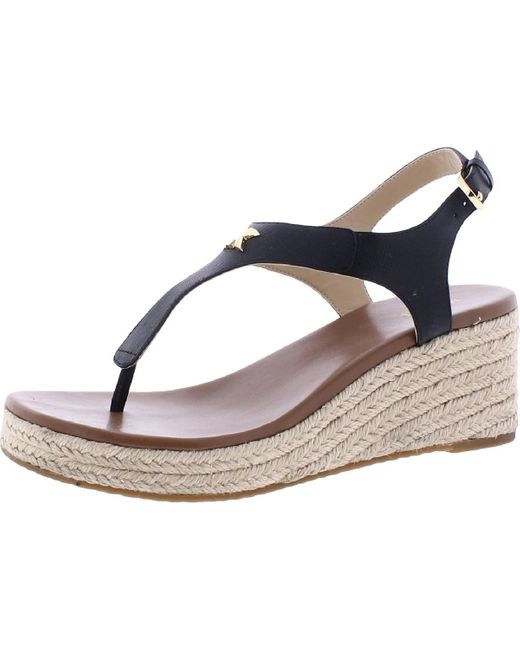 MICHAEL Michael Kors Laney Logo Leather Wedge Sandals in Blue | Lyst