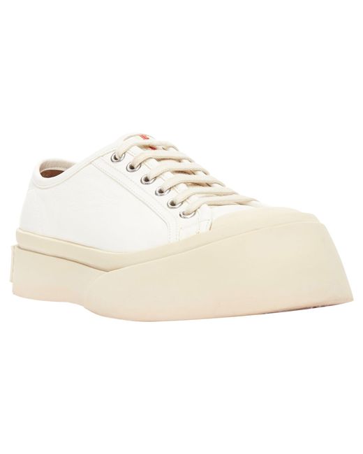 Marni Pablo Leather Chunky Wide Toe Lace Up Low Top Sneakers in White ...