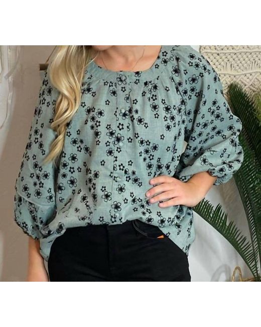 Hayden LA Button Up Top With Flowers in Gray | Lyst