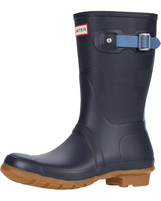 HUNTER Original Short Exploded Logo Boots in Blue | Lyst