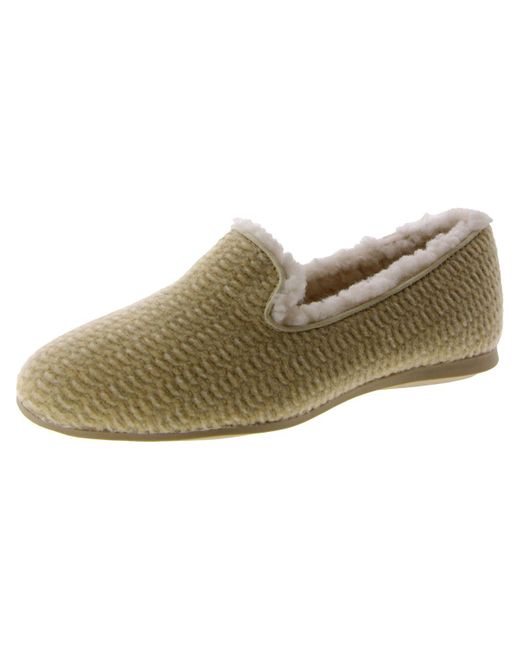 Anne Klein Edith Faux Fur Lined Slip On Loafer Slippers in Natural | Lyst