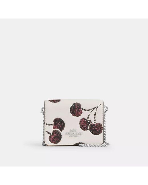 COACH Mini Wallet On A Chain With Cherry Print in Metallic | Lyst