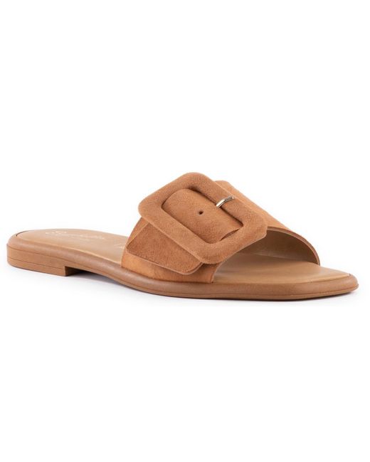 Seychelles Manhattan Leather Slip On Slide Sandals in Brown | Lyst