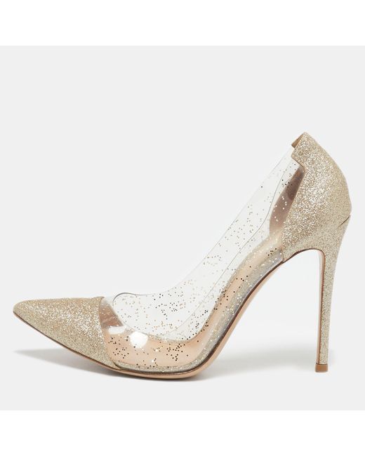 Gianvito Rossi Transparent Glitter And Pvc Plexi Pumps in Natural | Lyst