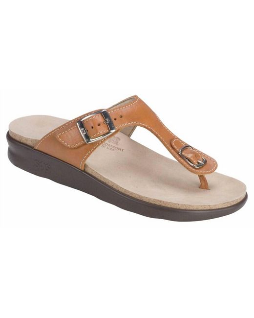SAS Sanibel T-Strap Slide Sandal in Black | Lyst