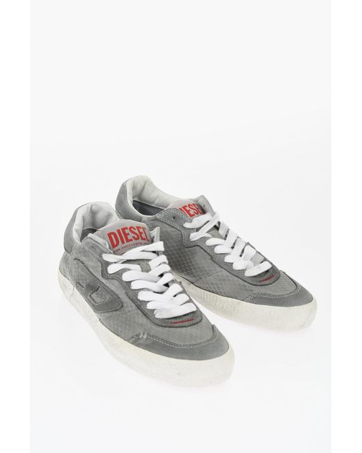 DIESEL Solid Color S-Leroji Low Top Sneakers With Suede Trims in Gray ...