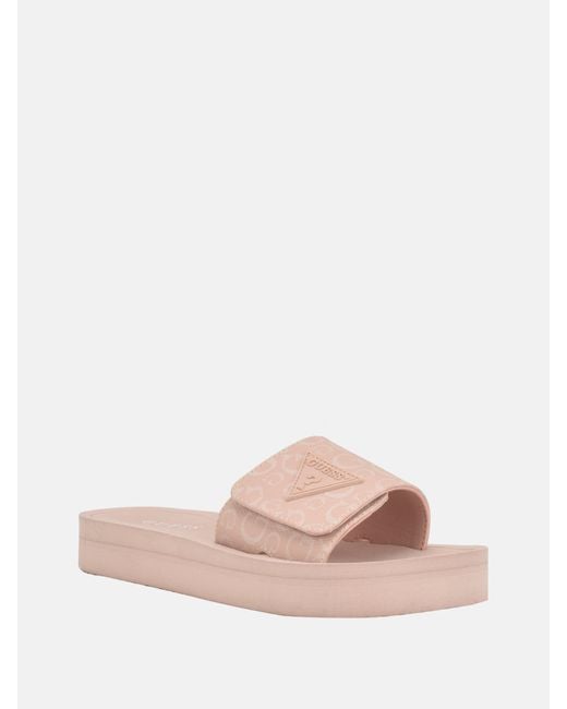 Guess Parties Flat Sandal in Pink | Lyst