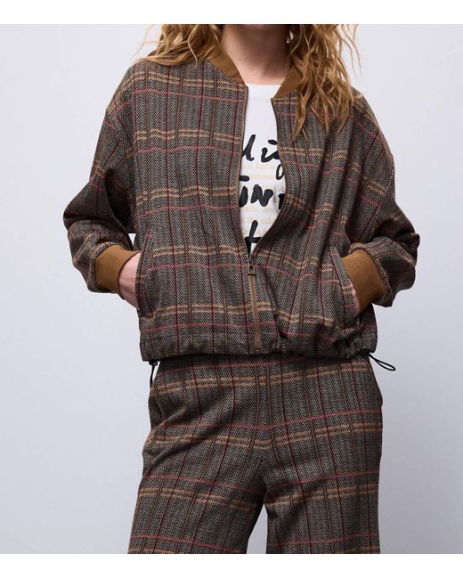 Summum Checkered Jacket in Brown | Lyst