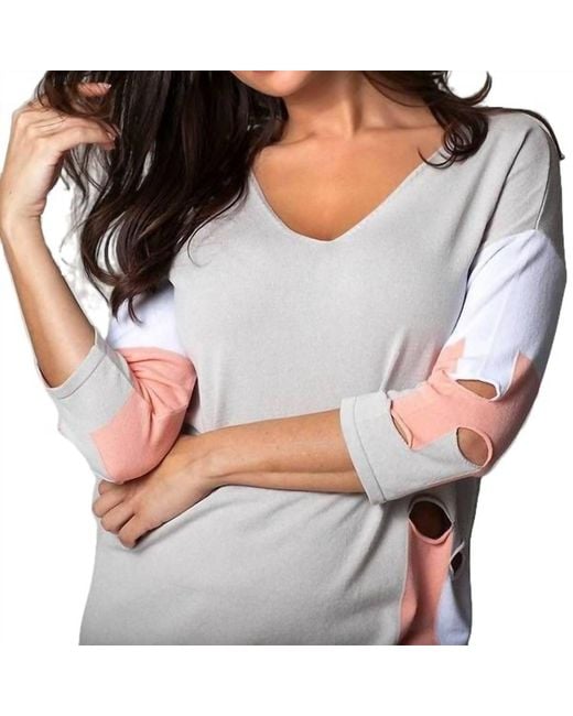 Angel Cut Work Top in Gray | Lyst