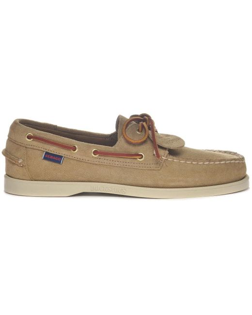 Sebago Italian Suede Leather Loafer With Hand-Sewn Apron in Natural for ...