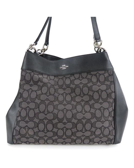 COACH Canvas Leather Tote Bag F27579 in Gray | Lyst