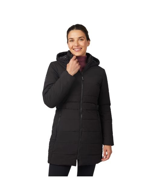 Free Country Cirrus Quilted Long Puffer Jacket in Black | Lyst