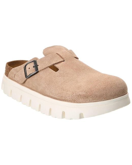 Birkenstock Papillio By Boston Chunky Narrow Suede Clog in Natural | Lyst