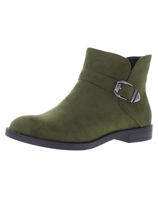 Gucheng Faux Suede Buckle Ankle Boots in Green | Lyst