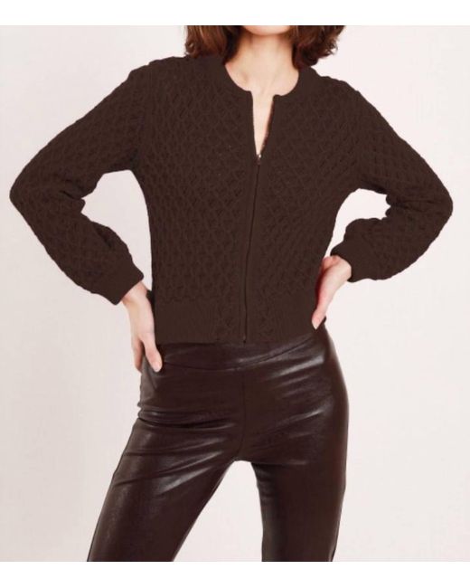 Feller Emily Aran Zip Bomber Jacket in Black | Lyst