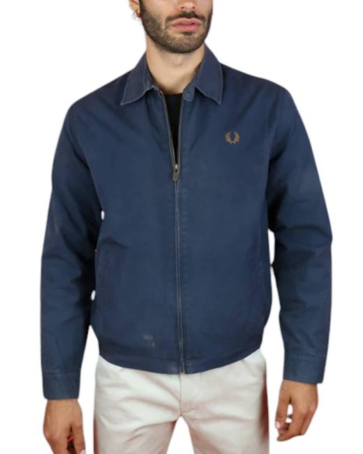 Fred Perry Zip Up Jacket in Blue for Men | Lyst
