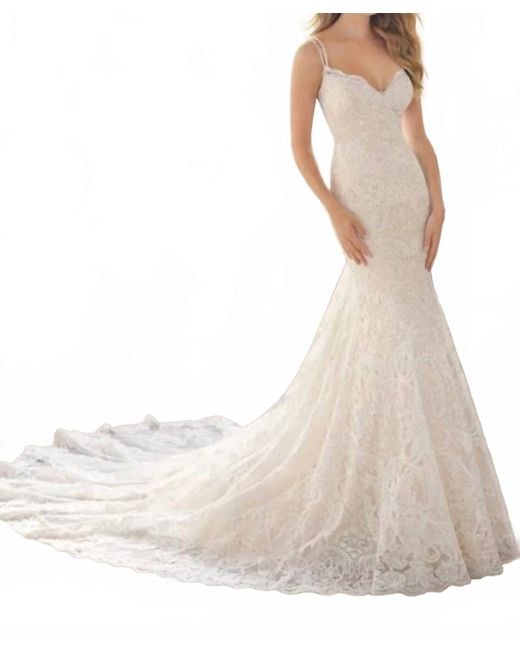 Mori Lee Malia Lace Wedding Dress in Natural | Lyst