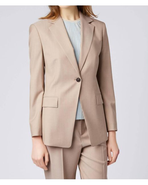 BOSS Janera 1 Virgin Wool Blazer in Natural | Lyst