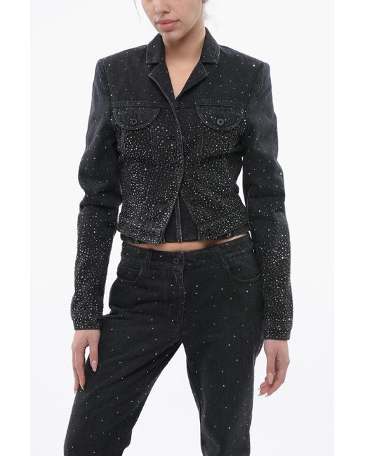 Off-White c/o Virgil Abloh Cropped Fit Bling Denim Jacket With ...