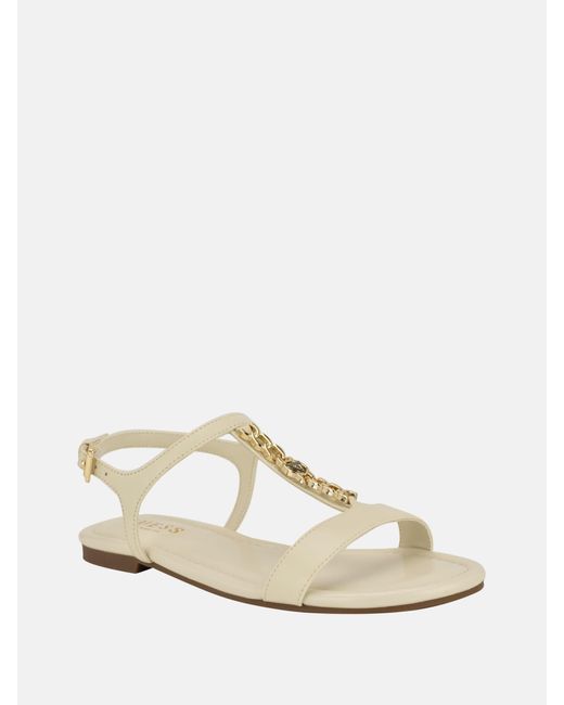 Guess Lookon Chain Strap Sandals in White | Lyst